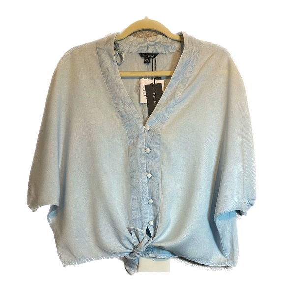 Sim & Sam | Tops | Nwt Sim Sam Blue Bleached Chambray Look Button Down ...